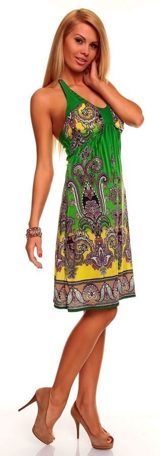 Print vihreä mekko (plus size) - Vaatekauppa24.fi
